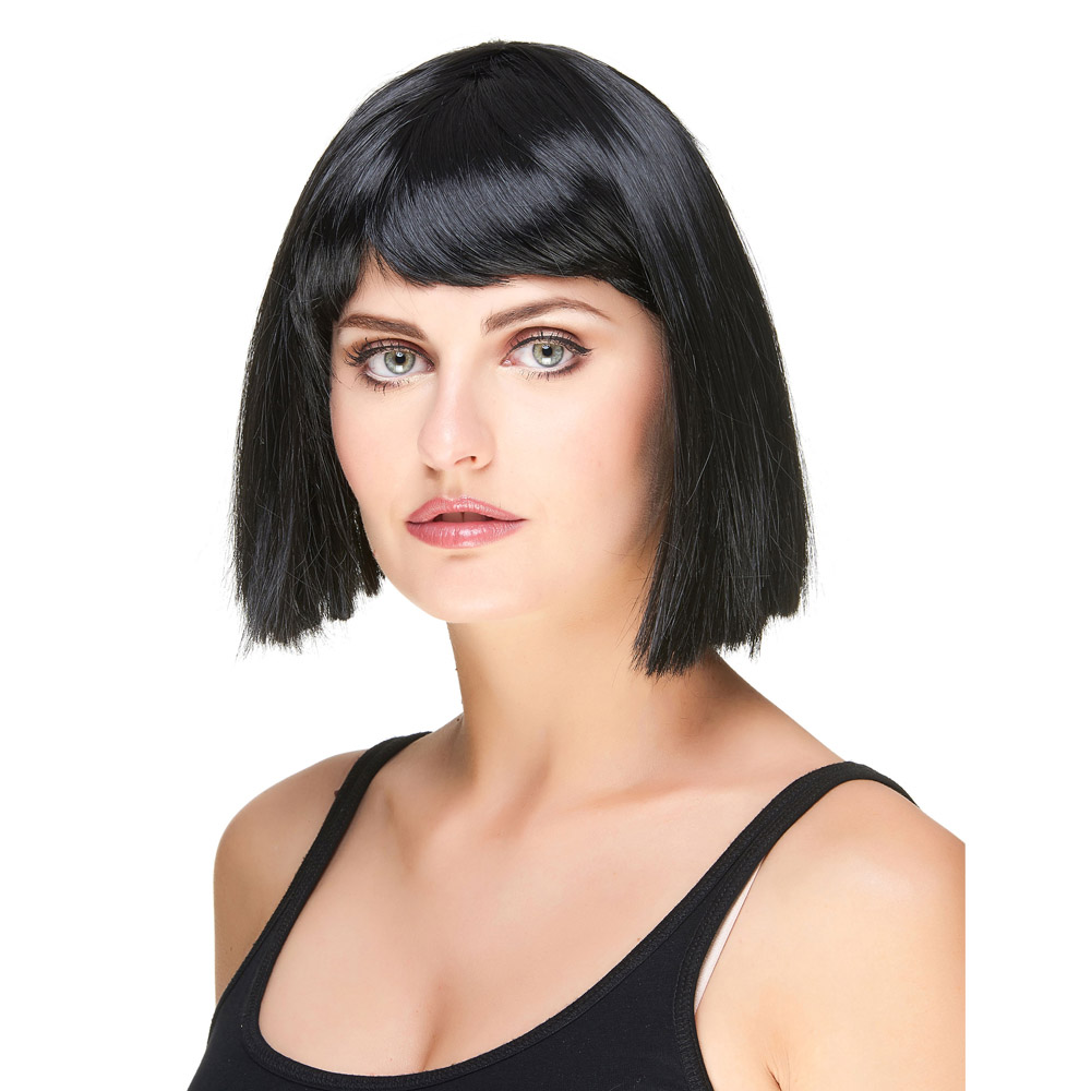 Perruque carré noire à frange femme